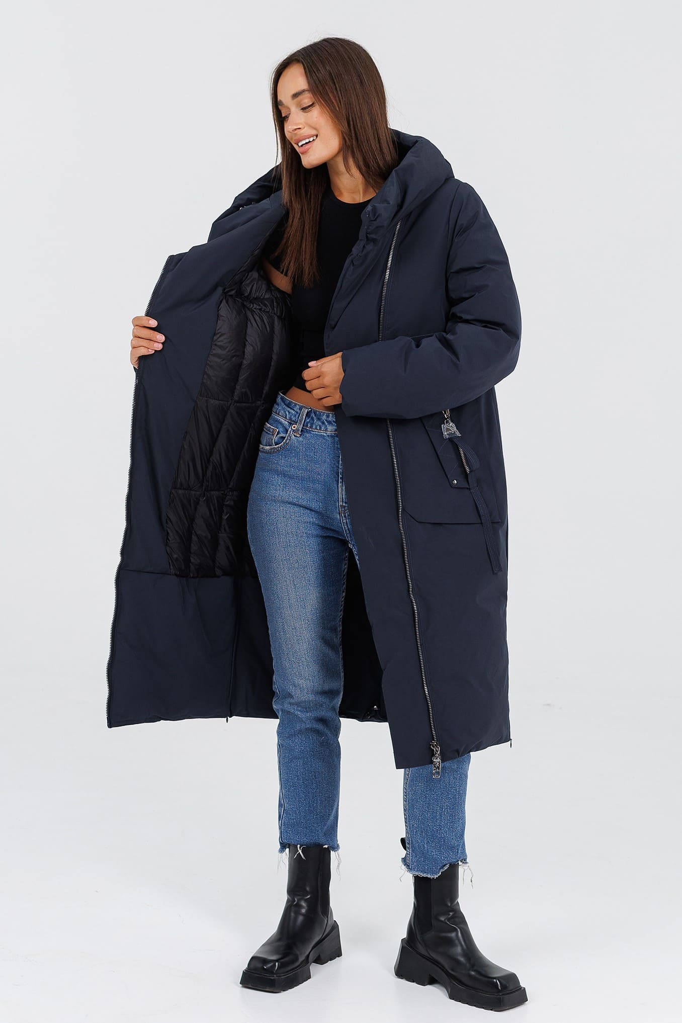 Пуховик-парка на підстьожці жіноча купити — Mishele 25499